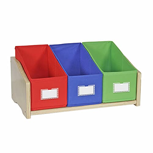 Guidecraft Tabletop Bin Holder with Fabric Bins - Short: Craft Supplies & Books Organizer, Ideal for Classroom and Homeschool