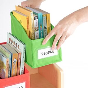 Guidecraft Tabletop Bin Holder with Fabric Bins - Short: Craft Supplies & Books Organizer, Ideal for Classroom and Homeschool