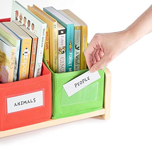 Guidecraft Tabletop Bin Holder with Fabric Bins - Short: Craft Supplies & Books Organizer, Ideal for Classroom and Homeschool