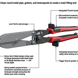 JOUNJIP 5-Blade Sheet Metal Crimper- Hand Crimper HVAC Tool for 24-28 Gauge Ductwork Downspout and Stove Pipe