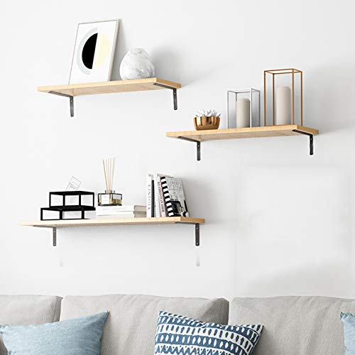 KOOEIN L-Shaped Shelves Bracket,2X Wall-Mounted Metal Support,Hidden Storage Shelving,Heavy Floating Rack,Modern Kitchen Frame,10/15/20/25Cm,Black,20cm/8in