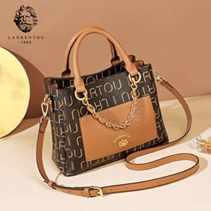 Small Tote Handbags for Women Vegan Leather Crossbody Bags Ladies Leather Checkered Purse Shoulder Bags with Adjustable Strap (02 Brown)