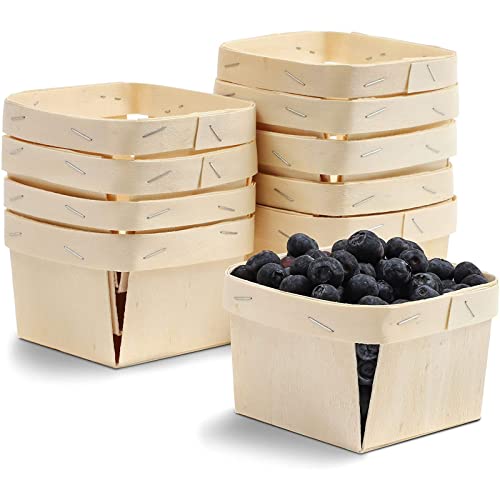 Bright Creations One Pint Wooden Berry Baskets (4 Inches, 10-Pack)