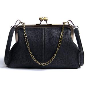 lanpet women classical kiss lock clutch with chain strap shoulder bag purse wallet