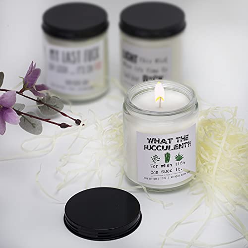 LUCHINM Scented Soy Candles What The Fucculent Candle Funny Gifts for Home, Women , Men, Friend, Christmas, Birthday Gifts for Girlfriend, , BFF, Plant Lover, Plant Décor White