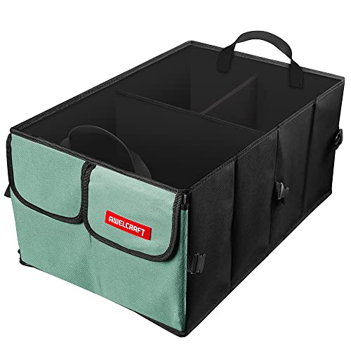 AWELCRAFT Trunk Organizer and Storage - Collapsible Multi-Compartment Car Trunk Organizer - Automotive Consoles & Organizers