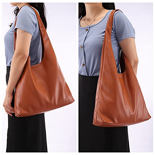 Ayliss Women Shoulder Handbag Tote Fashion Hobo Purses Handbag Soft Faux Leather Ladies Bucket Bag Casual (Brown)