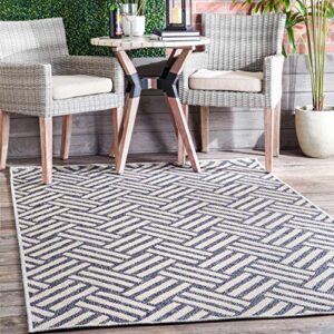 nuloom charter homely herringbone indoor/outdoor area rug, 6′ 7″ x 9′, grey