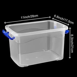 HAKZEON 4 Pack 6 Quart Plastic Storage Bins with Lids and Handles, Plastic Storage Boxes with Lids, Small Latch Boxes for Storing Snacks, Towels, Toys, Beverages, Crafts, Cosmetics