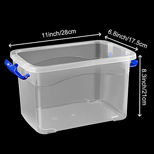 HAKZEON 4 Pack 6 Quart Plastic Storage Bins with Lids and Handles, Plastic Storage Boxes with Lids, Small Latch Boxes for Storing Snacks, Towels, Toys, Beverages, Crafts, Cosmetics