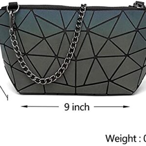 JOBEDE Holographic Laser Shoulder Bag, Geometric Hard Lattice Purses Handbags Reflective Envelope Handbag Luminous Purses Crossbody Bag Tote for Women