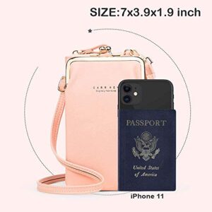 Womens Crossbody Bag Cellphone Shoulder Purse Wallet Clutch Handbag Travel Leather Phone Case Pocket Holster Messenger Pouch for iPhone 11 pro 8 Plus Xs Max X Xr 7/6 Plus Samsung S10+ (Hot Pink)