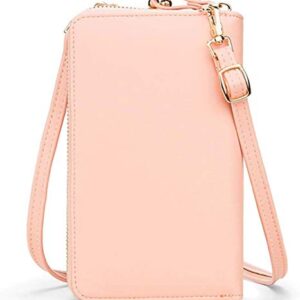 Womens Crossbody Bag Cellphone Shoulder Purse Wallet Clutch Handbag Travel Leather Phone Case Pocket Holster Messenger Pouch for iPhone 11 pro 8 Plus Xs Max X Xr 7/6 Plus Samsung S10+ (Hot Pink)