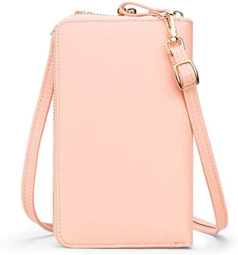 Womens Crossbody Bag Cellphone Shoulder Purse Wallet Clutch Handbag Travel Leather Phone Case Pocket Holster Messenger Pouch for iPhone 11 pro 8 Plus Xs Max X Xr 7/6 Plus Samsung S10+ (Hot Pink)