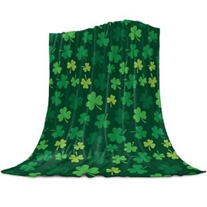 aomike flannel fleece throw blanket for couch- 39″ x 49″, st. patrick’s day green shamrocks blanket super soft cozy plush microfiber fluffy blanket lightweight warm bed blanket