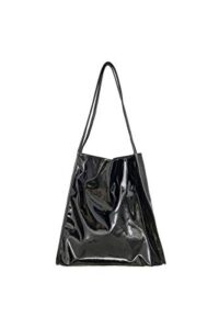 ulisty women patent leather bag soft tote bag casual shoulder bag fashion handbag black