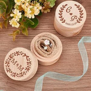 FINGERINSPIRE 3pcs 2x1.6 Inch Mini Round Wooden Box Small Storage Wooden Box Wedding Ring Jewelry Boxes DIY Storage Trinket Bearer Container Case Wood Ring Box for Proposal Wedding Ring Storage