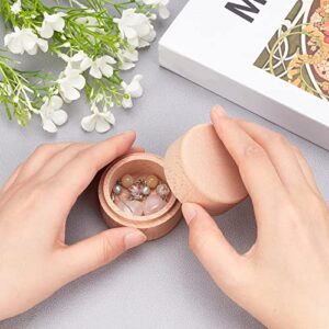 FINGERINSPIRE 3pcs 2x1.6 Inch Mini Round Wooden Box Small Storage Wooden Box Wedding Ring Jewelry Boxes DIY Storage Trinket Bearer Container Case Wood Ring Box for Proposal Wedding Ring Storage