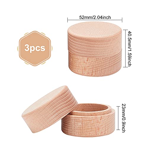 FINGERINSPIRE 3pcs 2x1.6 Inch Mini Round Wooden Box Small Storage Wooden Box Wedding Ring Jewelry Boxes DIY Storage Trinket Bearer Container Case Wood Ring Box for Proposal Wedding Ring Storage