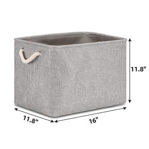 Bidtakay Baskets Set Fabric Storage Bins-Grey Bundled Baskets of 2 Large Baskets 16" X 11.8" X 11.8" + 3 Medium Baskets 15" X 11" X 9.5" for Closet, Shelves