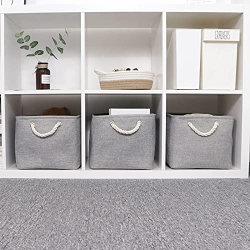 Bidtakay Baskets Set Fabric Storage Bins-Grey Bundled Baskets of 2 Large Baskets 16" X 11.8" X 11.8" + 3 Medium Baskets 15" X 11" X 9.5" for Closet, Shelves