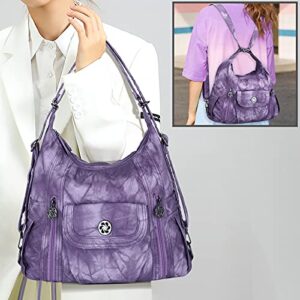 DAVIDNILE Women's Fashion Backpack Purses Multipurpose Design Handbags and Shoulder Bag PU Leather Travel bag Purple