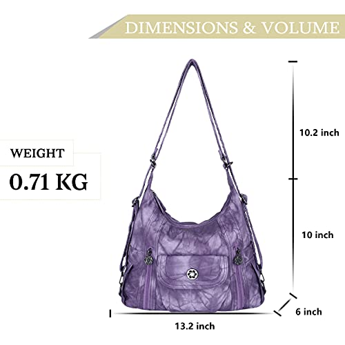 DAVIDNILE Women's Fashion Backpack Purses Multipurpose Design Handbags and Shoulder Bag PU Leather Travel bag Purple