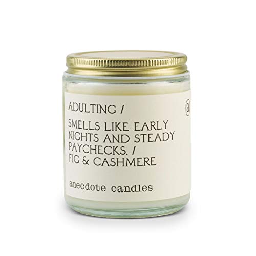 Anecdote Candles – Adulting Glass Jar Candle – Fig and Cashmere – Coconut Soy Wax – Non Toxic Scented Candle – Made in USA – Luxury Candles for Home – 7.8 Ounces