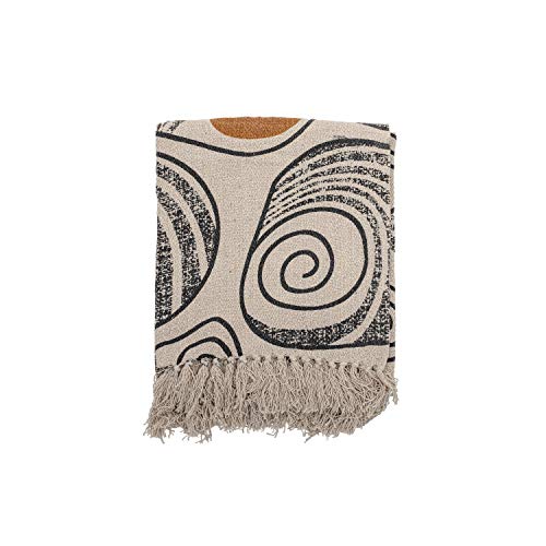 Bloomingville Multi Color Cotton Blend Printed Blanket with Fringe Throw