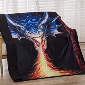 Anne Stokes Signature Silk Touch Sherpa Lined Throw Blanket (Fire Breather)