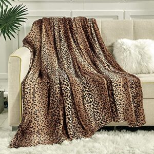 viviland flannel fleece blanket twin size 60×80 inches, 280 gsm lightweight blanket for couch sofa bed, super soft cozy warm blanket, leopard print