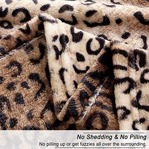 Viviland Flannel Fleece Blanket Twin Size 60x80 inches, 280 GSM Lightweight Blanket for Couch Sofa Bed, Super Soft Cozy Warm Blanket, Leopard Print