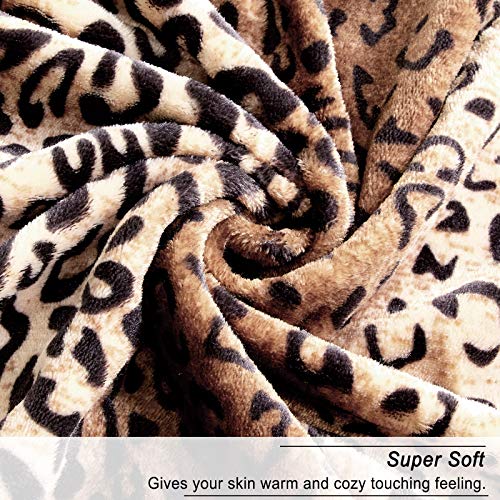 Viviland Flannel Fleece Blanket Twin Size 60x80 inches, 280 GSM Lightweight Blanket for Couch Sofa Bed, Super Soft Cozy Warm Blanket, Leopard Print