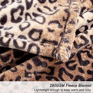 Viviland Flannel Fleece Blanket Twin Size 60x80 inches, 280 GSM Lightweight Blanket for Couch Sofa Bed, Super Soft Cozy Warm Blanket, Leopard Print