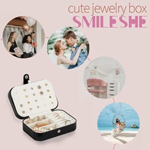 Smileshe Jewelry Box, PU Leather Small Portable Travel Case, 2 Layers Organizer Display Storage Holder Boxes for Rings, Earrings, Necklaces, Bracelets