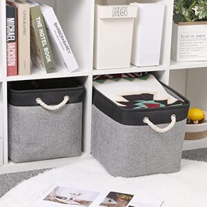 Bidtakay Baskets Set Fabric Storage Bins-Black&Grey Bundled Baskets of 2 Large Baskets 16" X 11.8" X 11.8" + 3 Medium Baskets 15" X 11" X 9.5" for Closet, Shelves