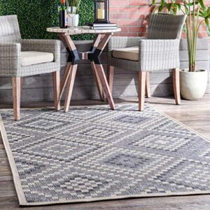 nuloom charter aztec trellis indoor/outdoor area rug, 8′ x 10′, grey