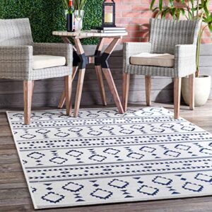 nuloom frontier droplet striped indoor/outdoor area rug, 5′ x 8′, light grey