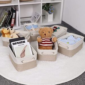 Bidtakay Baskets Set Fabric Storage Bins-Beige Bundled Baskets of 3 Medium Baskets 15" X 11" X 9.5" + 6 Small Baskets 11.8" X 7.8" X 5" for Organizing, Closets