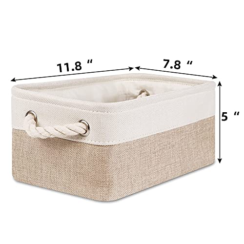 Bidtakay Baskets Set Fabric Storage Bins-Beige Bundled Baskets of 3 Medium Baskets 15" X 11" X 9.5" + 6 Small Baskets 11.8" X 7.8" X 5" for Organizing, Closets