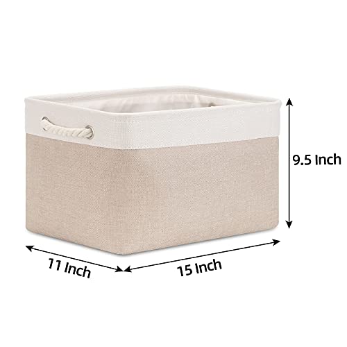 Bidtakay Baskets Set Fabric Storage Bins-Beige Bundled Baskets of 3 Medium Baskets 15" X 11" X 9.5" + 6 Small Baskets 11.8" X 7.8" X 5" for Organizing, Closets