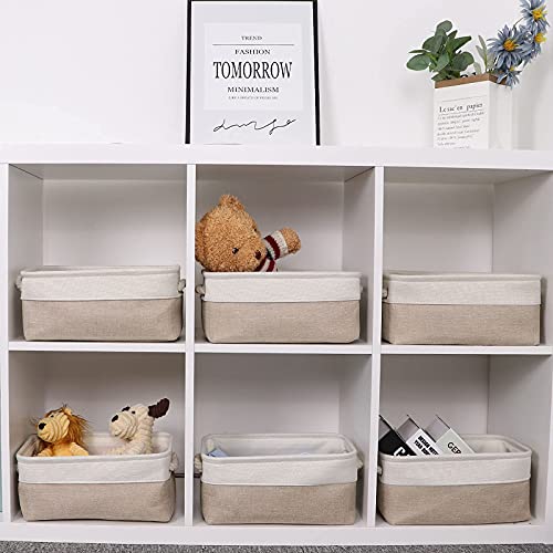 Bidtakay Baskets Set Fabric Storage Bins-Beige Bundled Baskets of 3 Medium Baskets 15" X 11" X 9.5" + 6 Small Baskets 11.8" X 7.8" X 5" for Organizing, Closets