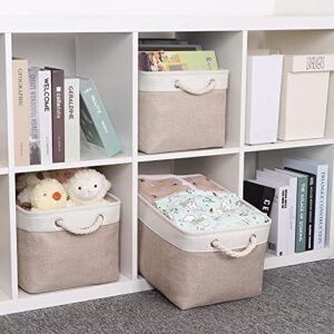 Bidtakay Baskets Set Fabric Storage Bins-Beige Bundled Baskets of 3 Medium Baskets 15" X 11" X 9.5" + 6 Small Baskets 11.8" X 7.8" X 5" for Organizing, Closets