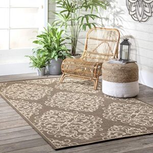 nuloom frontier coronated trellis indoor/outdoor area rug, 8′ x 10′, beige