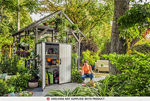 Keter Premier Tall Resin Outdoor Storage Shed for Patio Furniture, Pool Accessories, and Bikes