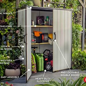 Keter Premier Tall Resin Outdoor Storage Shed for Patio Furniture, Pool Accessories, and Bikes