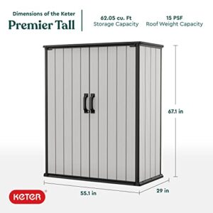 Keter Premier Tall Resin Outdoor Storage Shed for Patio Furniture, Pool Accessories, and Bikes