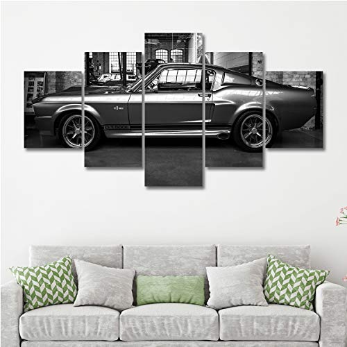 HD Printed Car Art Painting 5P Wall Decor FORD MUSTANG GT500 ELEANOR CANVAS SET Canvas Decor Painting (12x16x2 12x24x2 12x32,Unframed)