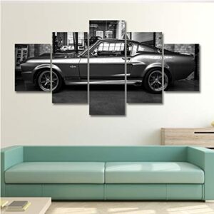 HD Printed Car Art Painting 5P Wall Decor FORD MUSTANG GT500 ELEANOR CANVAS SET Canvas Decor Painting (12x16x2 12x24x2 12x32,Unframed)