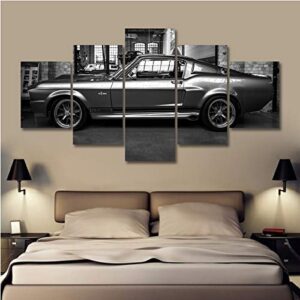 HD Printed Car Art Painting 5P Wall Decor FORD MUSTANG GT500 ELEANOR CANVAS SET Canvas Decor Painting (12x16x2 12x24x2 12x32,Unframed)